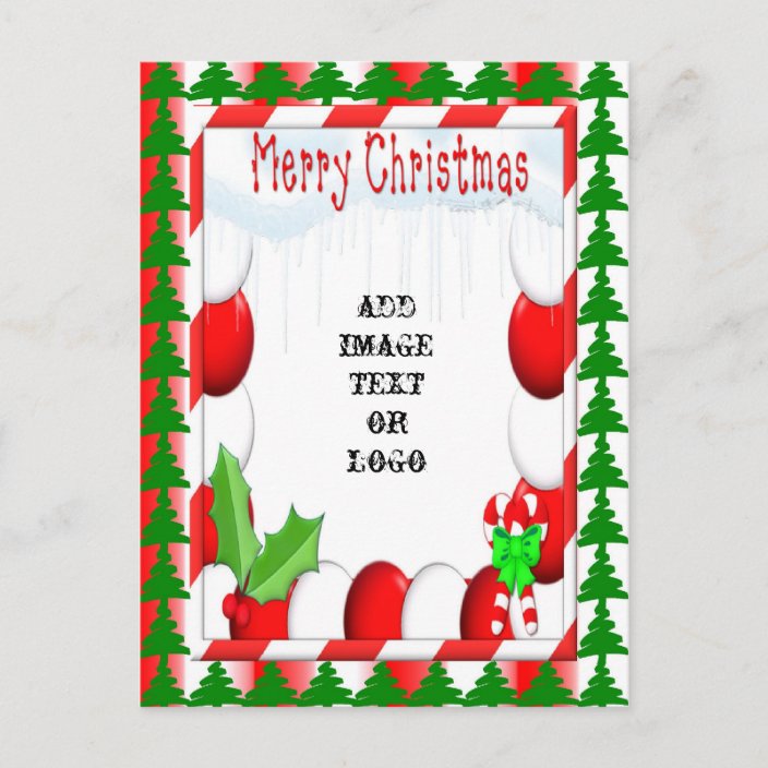 Peppermint Christmas Photo Ready Postcard | Zazzle.com