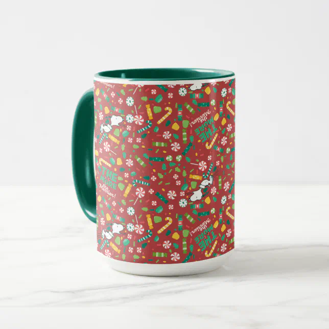 Peppermint Dreams Snoopy Candy Pattern Mug | Zazzle