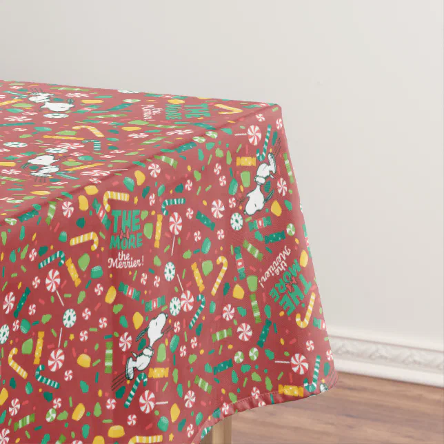 Peppermint Dreams Snoopy Candy Pattern Tablecloth | Zazzle