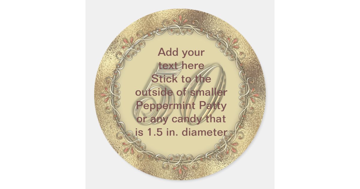 Peppermint Patty Stickers GOLD Anniversary FAVORS | Zazzle