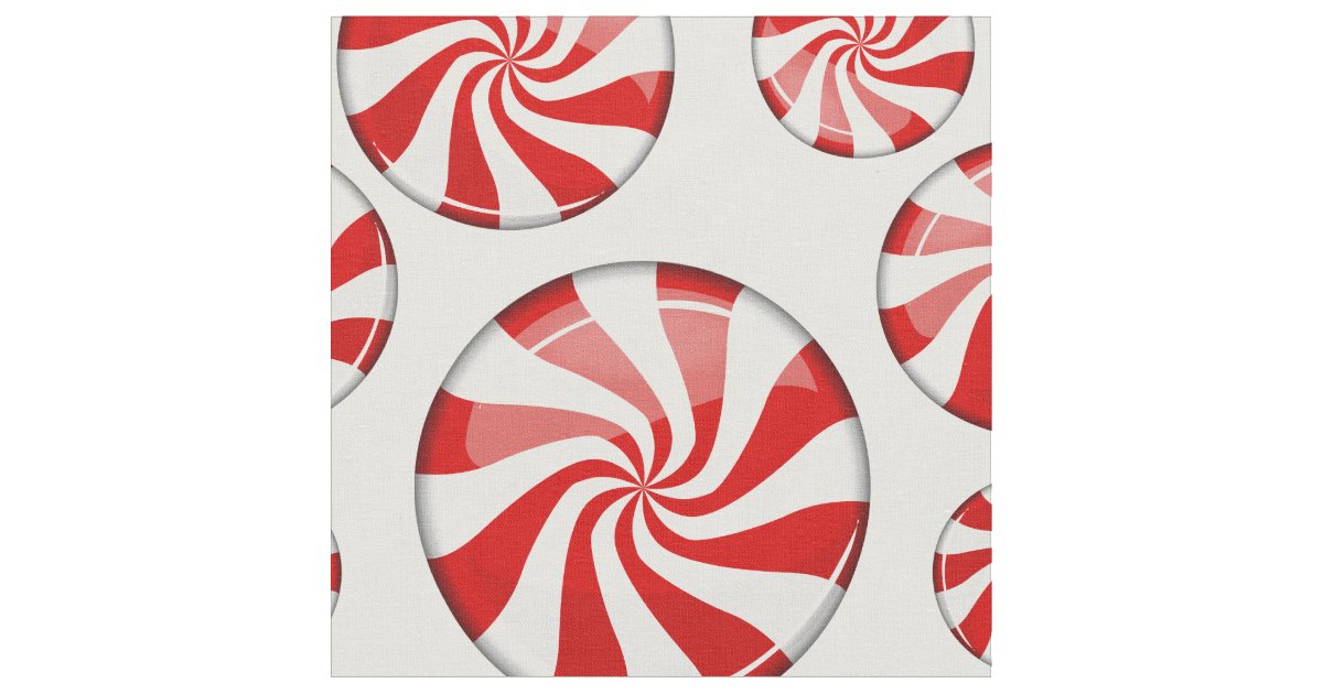 Peppermint Rounds Fabric | Zazzle