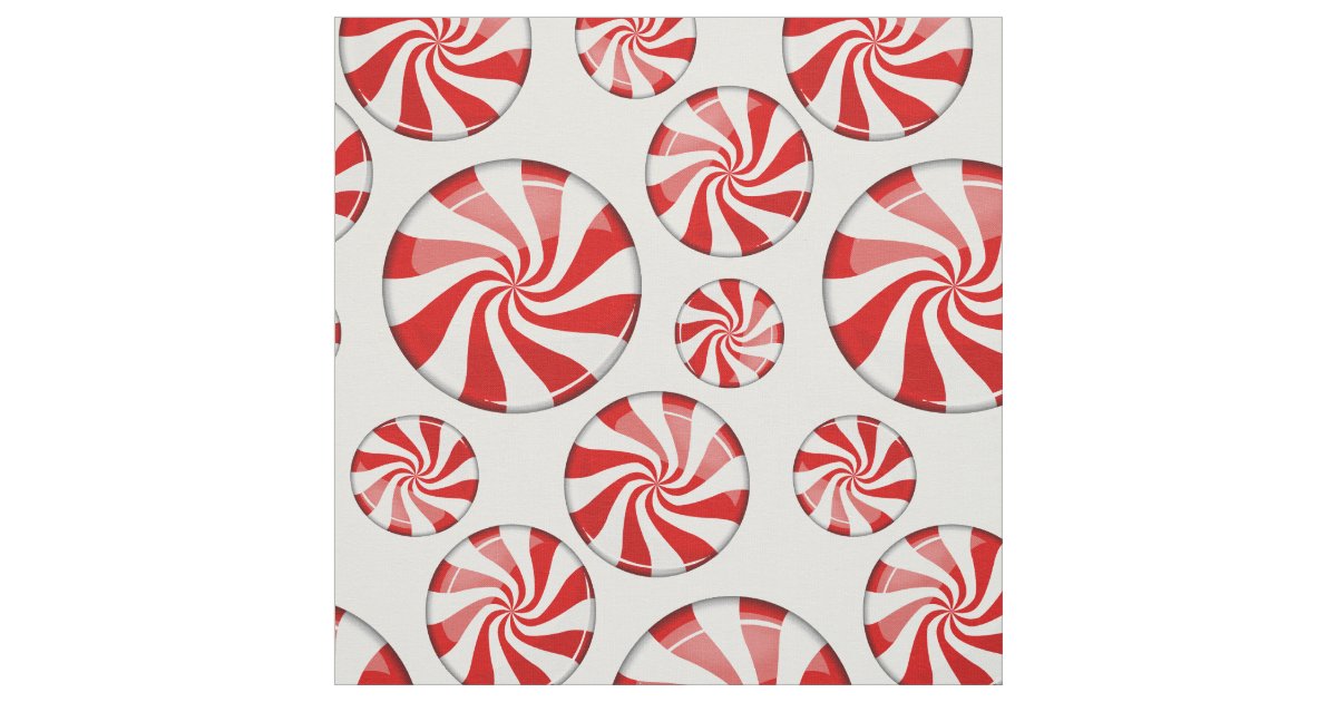 Peppermint Rounds Fabric | Zazzle