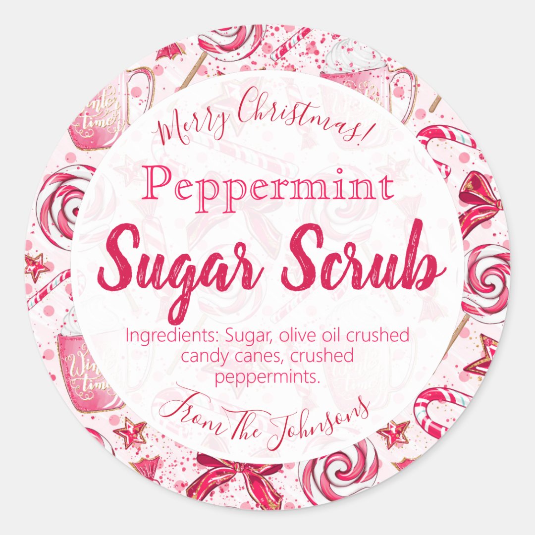 Peppermint Scented Christmas Sugar Scrub Labels | Zazzle