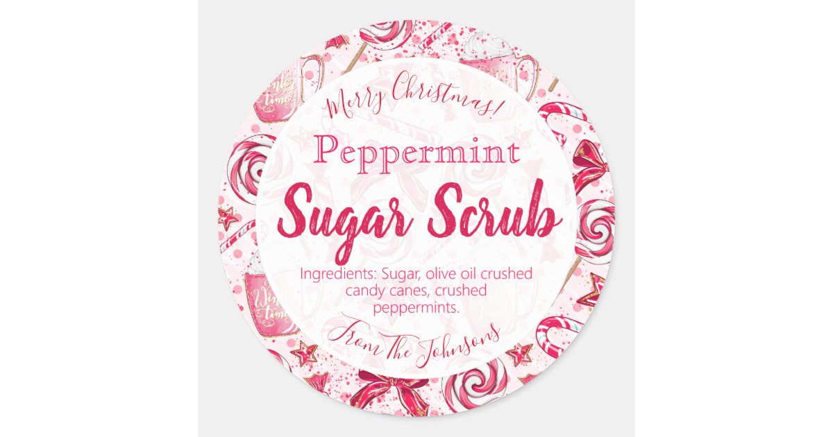 Peppermint Scented Christmas Sugar Scrub Labels | Zazzle
