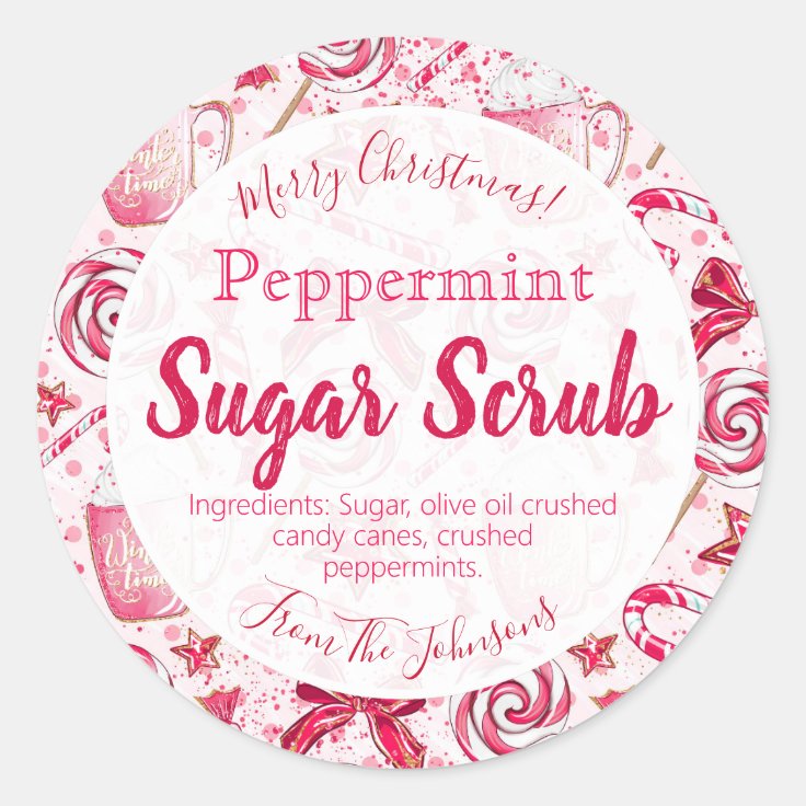 Peppermint Scented Christmas Sugar Scrub Labels | Zazzle