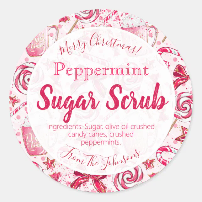 Peppermint Scented Christmas Sugar Scrub Labels | Zazzle
