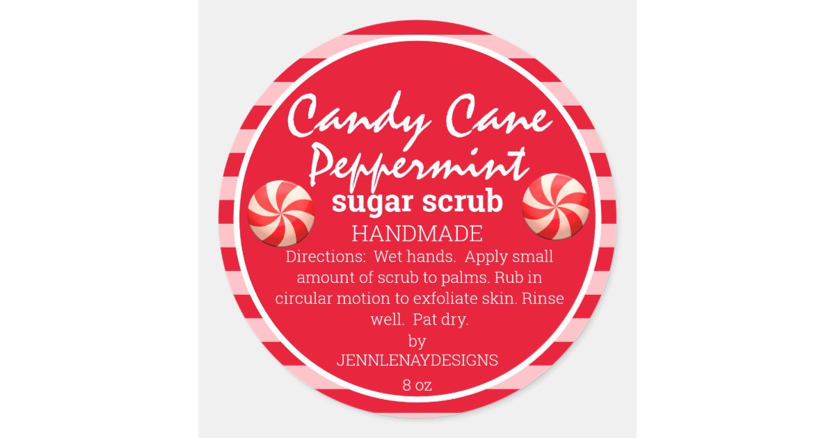 Peppermint Sugar Scrub Red White Striped DIY Label | Zazzle