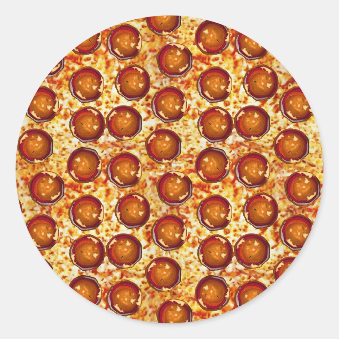 Pepperoni and Cheese Pizza Pattern Classic Round Sticker | Zazzle