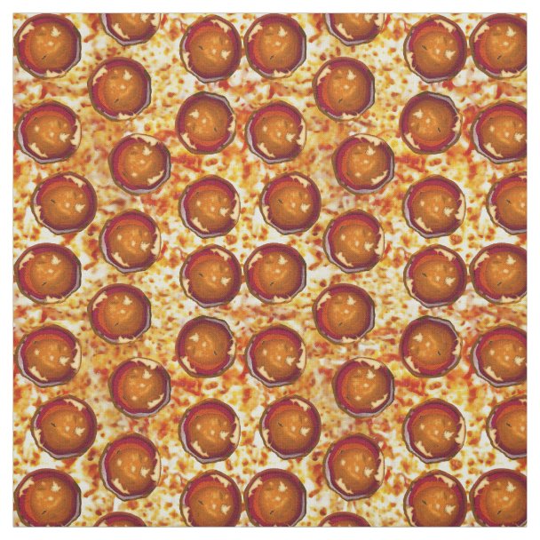 Funny Cheese Pizza Slice Red Pattern Fabric | Zazzle