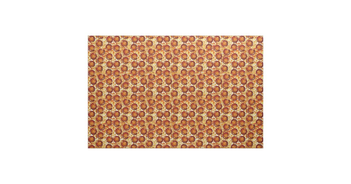 Pepperoni Cheese Pizza Pattern Fabric | Zazzle