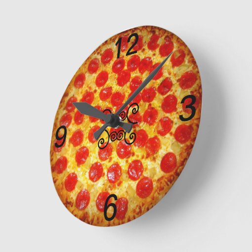 Pepperoni pizza clock | Zazzle