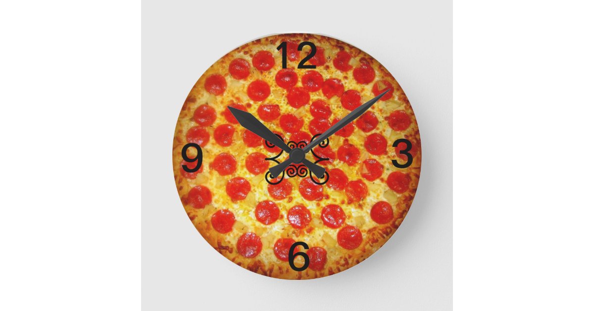 Pepperoni pizza clock | Zazzle