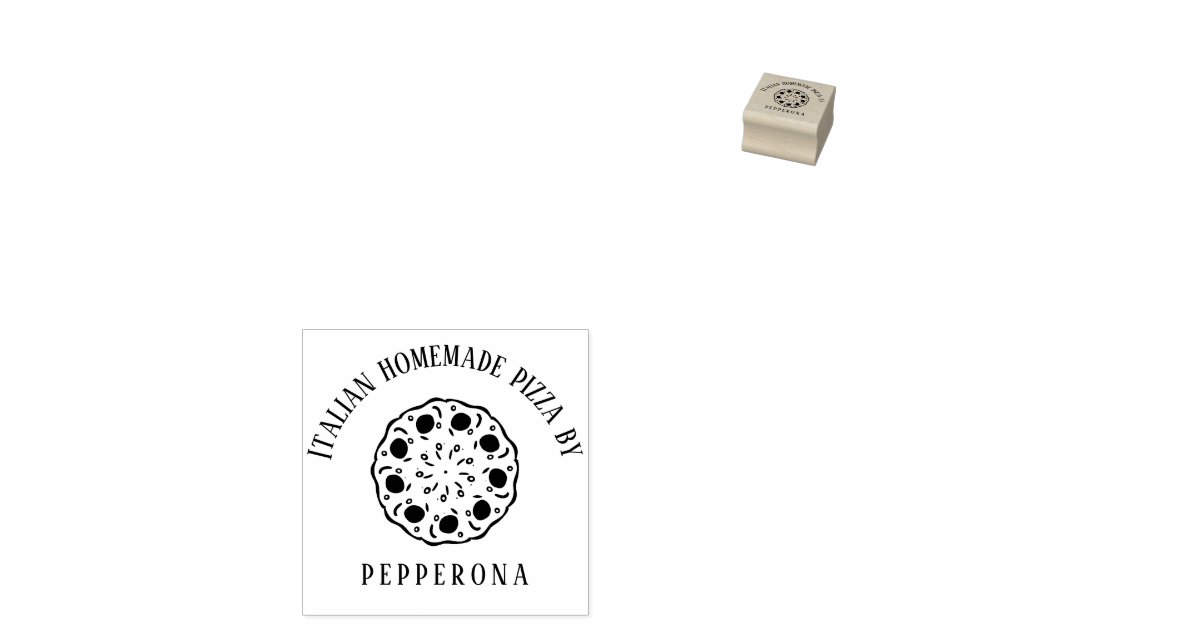 Pepperoni Pizza Custom Text Business Rubber Stamp | Zazzle