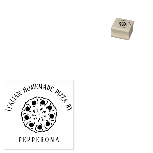 Pepperoni Pizza Custom Text Business Rubber Stamp | Zazzle