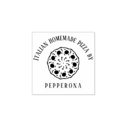 Pepperoni Pizza Custom Text Business Rubber Stamp | Zazzle