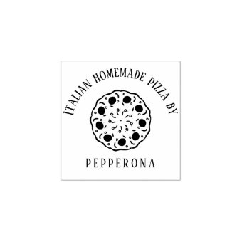 Pepperoni Pizza Custom Text Business Rubber Stamp | Zazzle