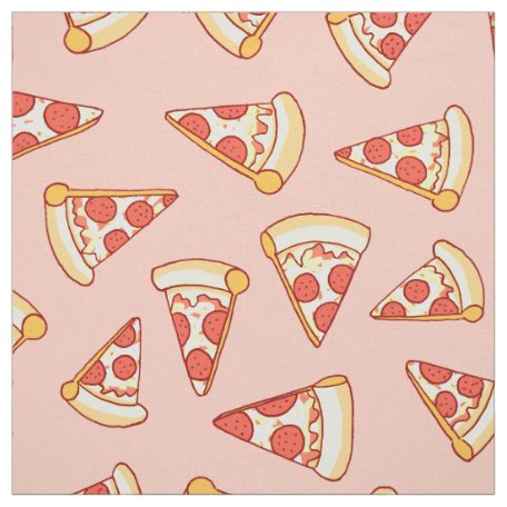Pepperoni Pizza Drawing Pattern Cotton Fabric | Zazzle