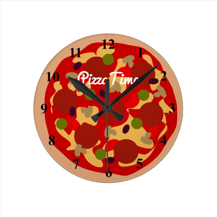 Pepperoni pizza novelty design custom wall clock | Zazzle.com