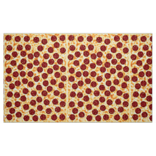 Pepperoni Cheese Pizza Pattern Fabric | Zazzle