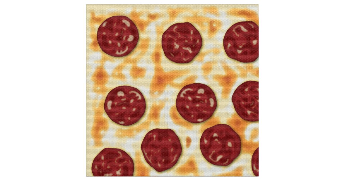 Pepperoni Pizza Pattern Fabric | Zazzle