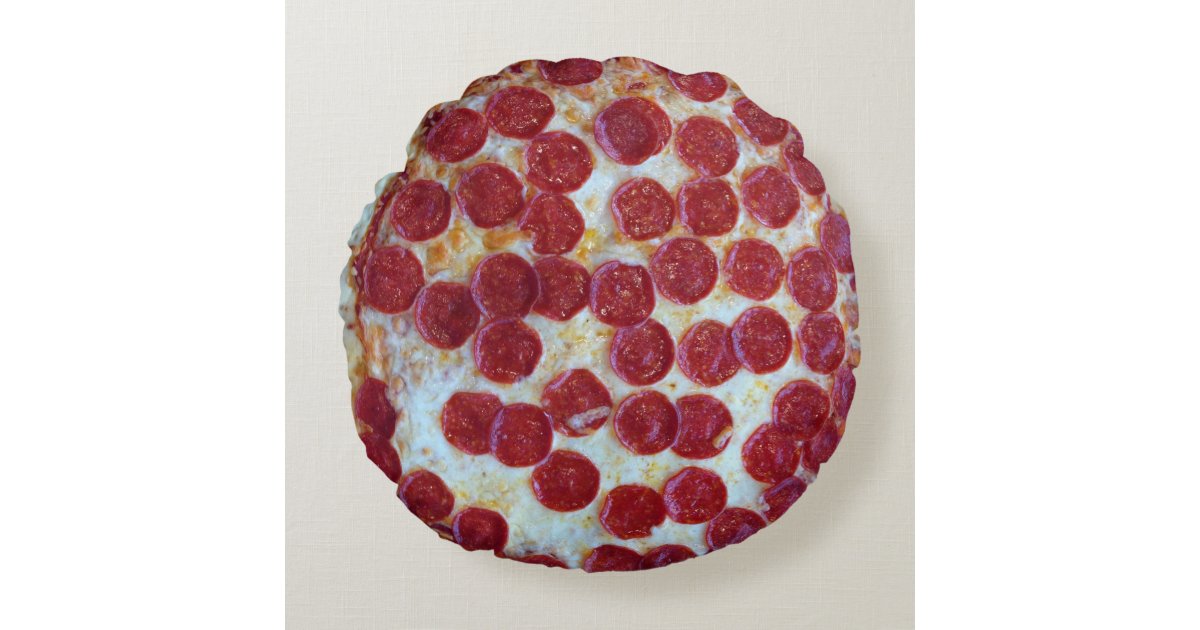 Pepperoni Pizza Photo Round Pillow | Zazzle