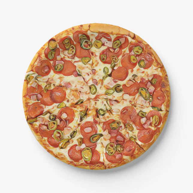 Pepperoni Pizza | Pizza Party Birthday Paper Plates | Zazzle
