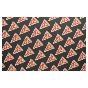 Pepperoni Cheese Pizza Pattern Fabric | Zazzle