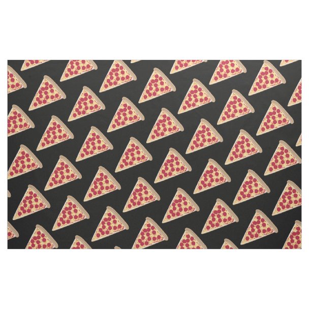 Pepperoni Cheese Pizza Pattern Fabric | Zazzle