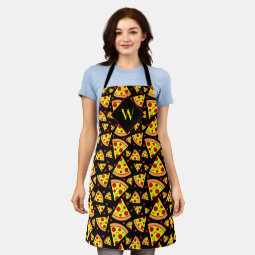 Pepperoni Pizza Slices Funny Pizzeria Chef Black Apron | Zazzle