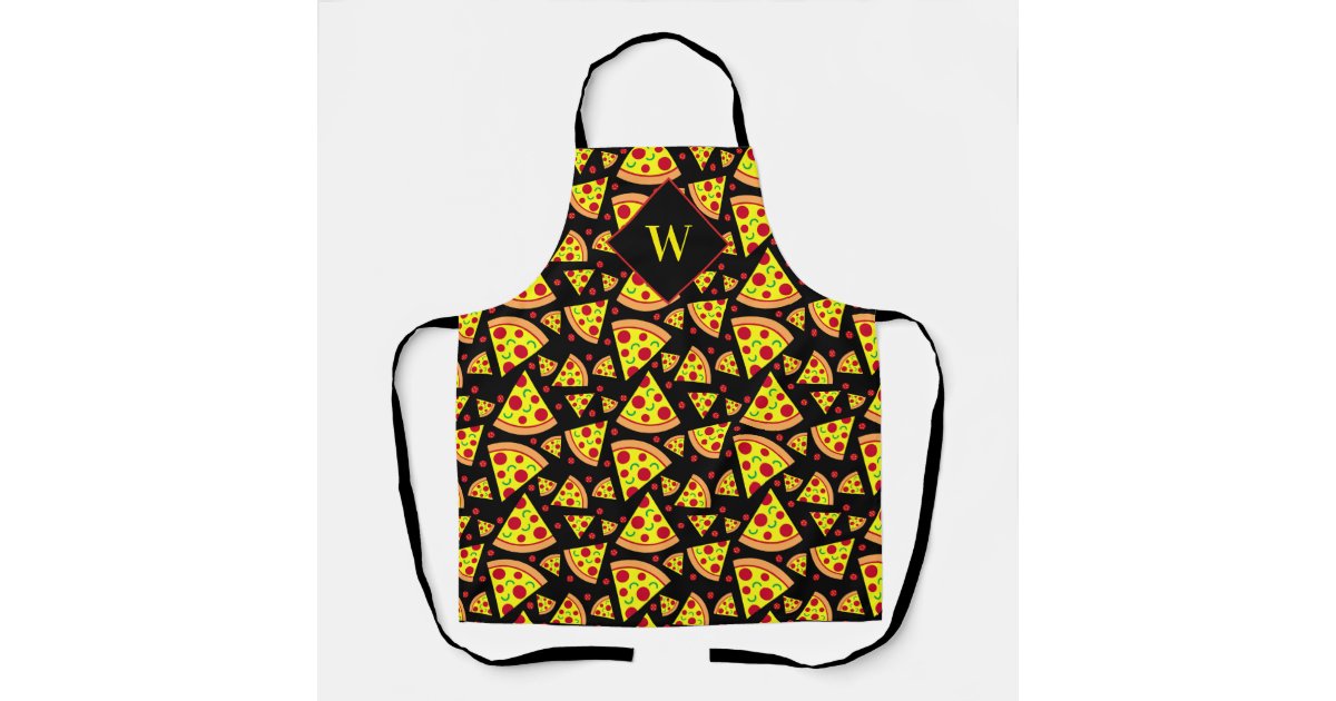 Pepperoni Pizza Slices Funny Pizzeria Chef Black Apron | Zazzle