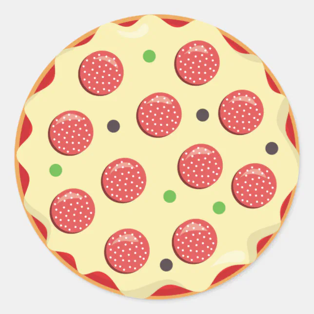 Pepperoni pizza sticker party fun | Zazzle