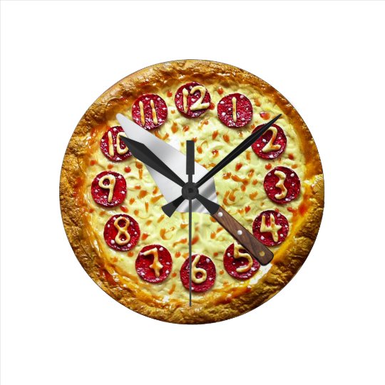 pepperoni pizza wall clock | Zazzle.com