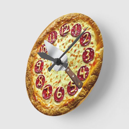 pepperoni pizza wall clock | Zazzle