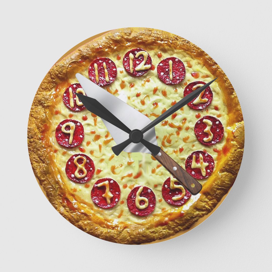 pepperoni pizza wall clock | Zazzle