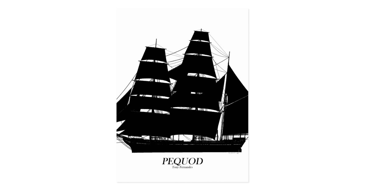 pequod ship black design postcard | Zazzle.com