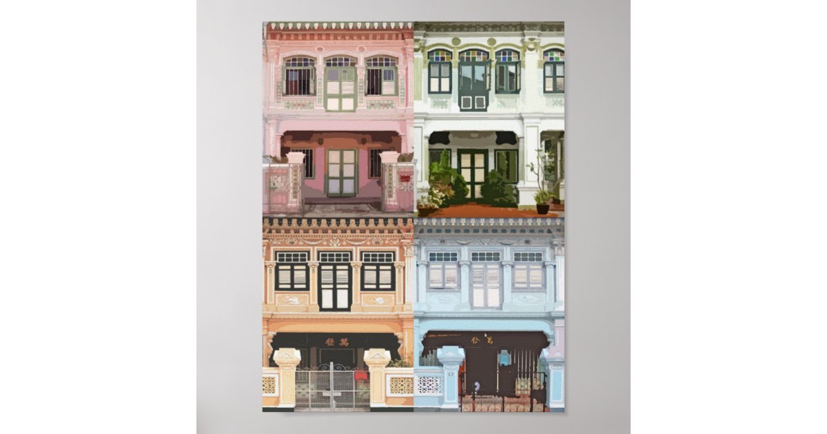 Peranakan Shophouses Poster | Zazzle