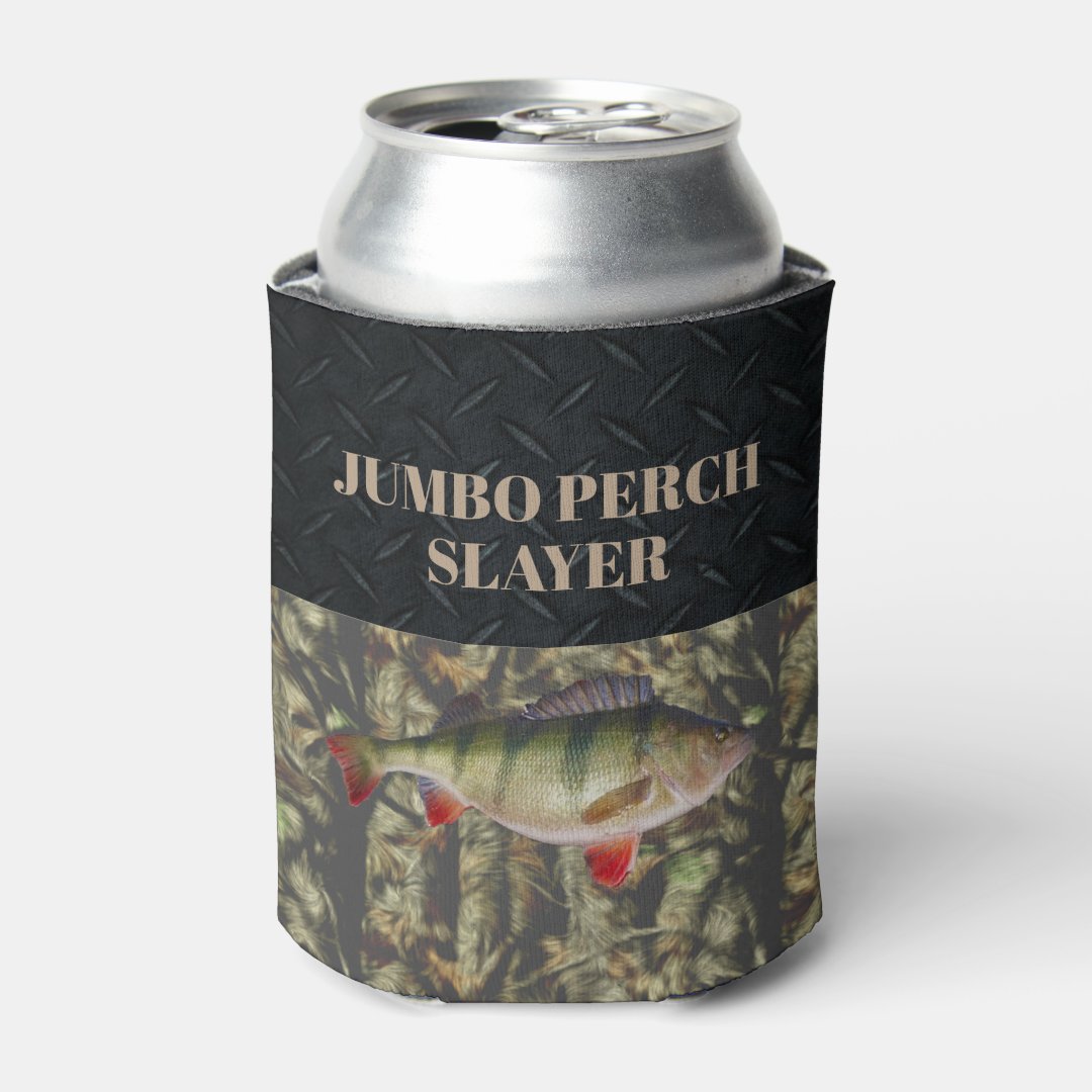 Perch Fishing Camo Ice FIshing Beer Holder Can Cooler | Zazzle