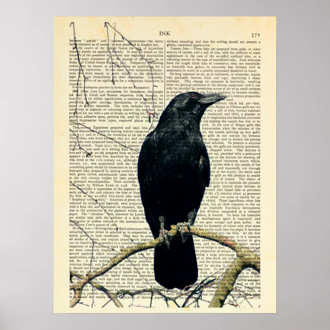 Perched Crow, Crow Art, Raven, Edgar Allan Poe Poster | Zazzle