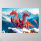 Perched Dragons Illustration Poster | Zazzle