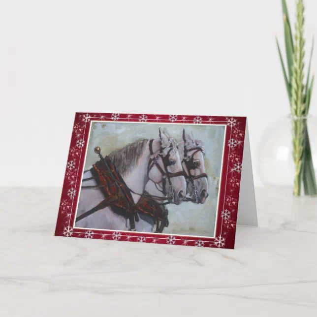 Percheron Draft Horse Christmas Card red | Zazzle