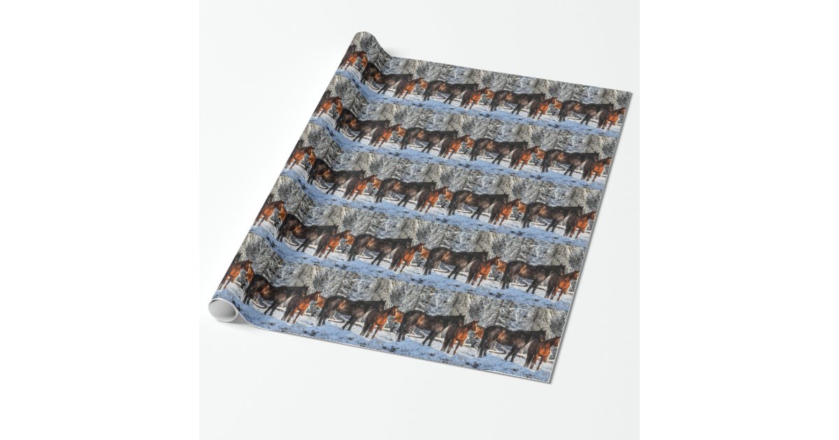 Percheron & Dun Winter Scene Wrapping Paper | Zazzle