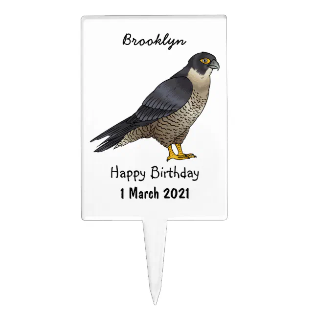 Peregrine falcon bird cartoon illustration cake topper | Zazzle