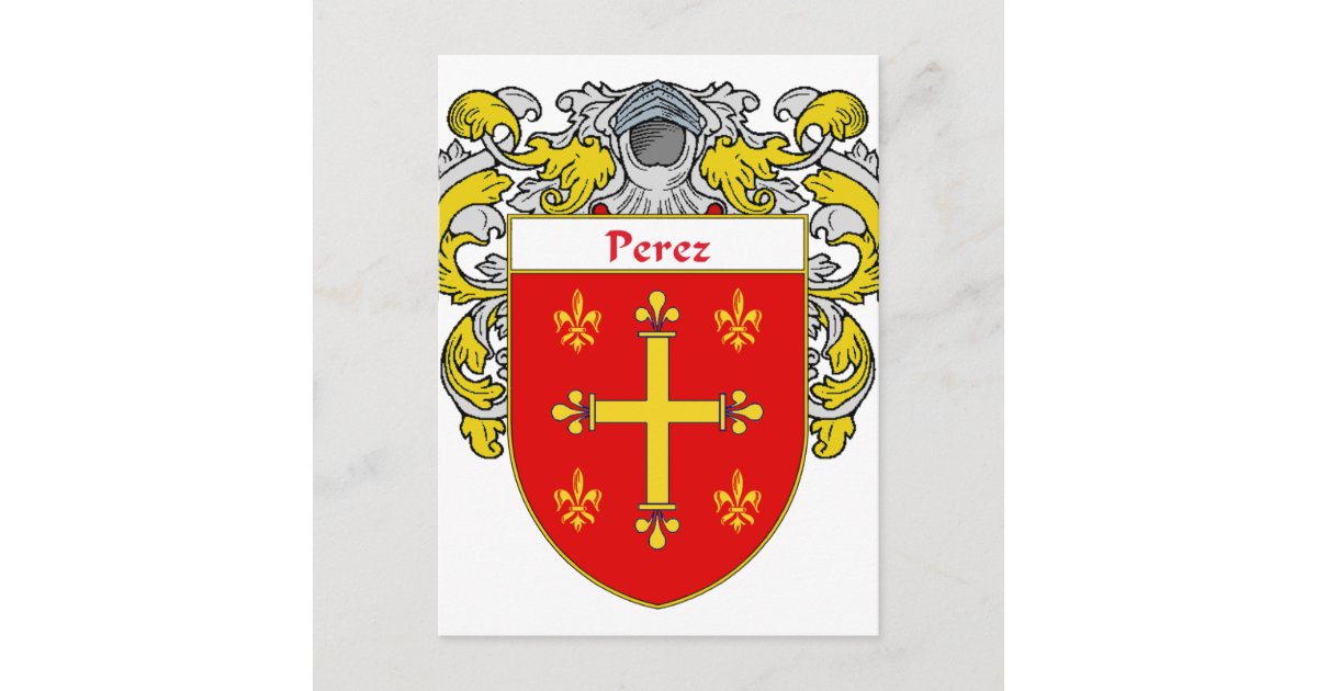 Perez Coat of Arms (Mantled) Postcard | Zazzle