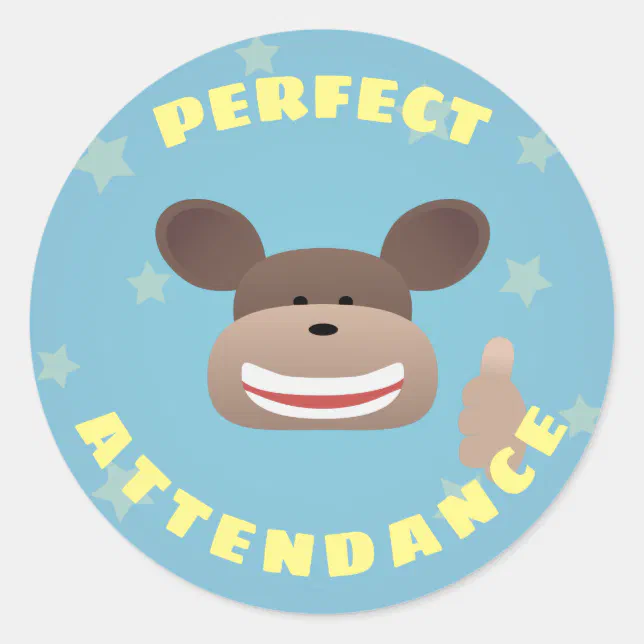 Perfect Attendance Classic Round Sticker | Zazzle