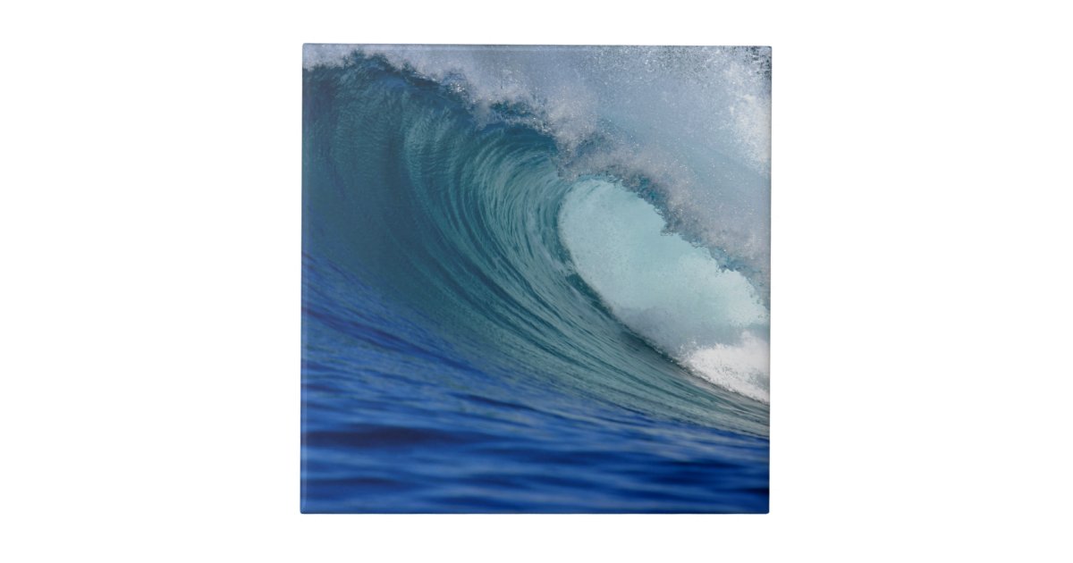 Perfect blue ocean surfing wave tile | Zazzle