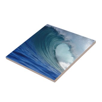 Perfect blue ocean surfing wave tile | Zazzle