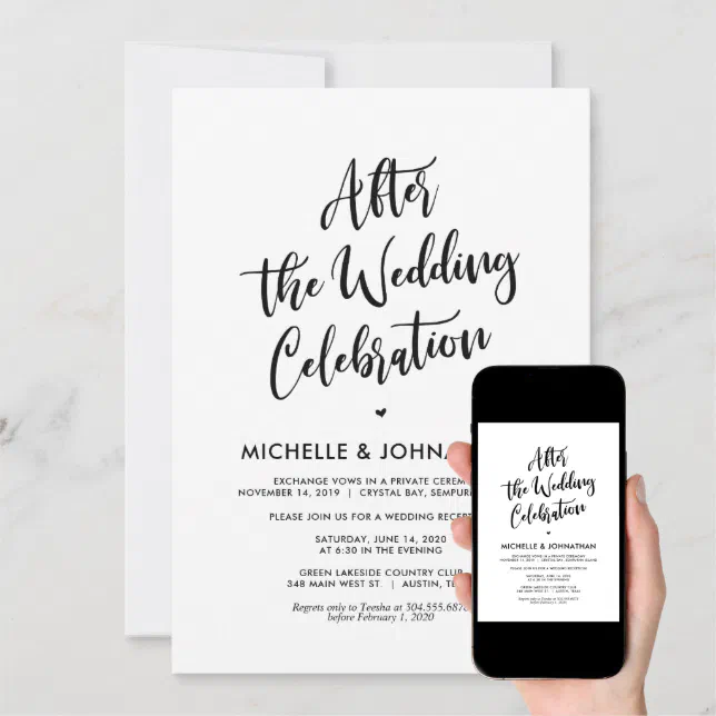 Perfect Calligraphy Wedding Elopement Invites | Zazzle