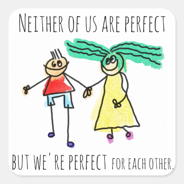 Perfect For Each Other Cute Couple Square Sticker | Zazzle