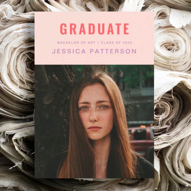 Perfect Graduate Purple Pink Editable Graduation Announcement | Zazzle