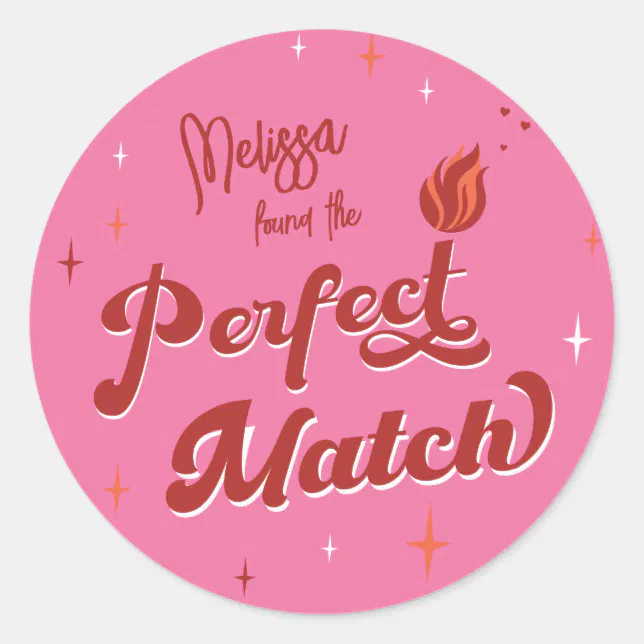 Perfect Match Bachelorette Party Classic Round Sticker | Zazzle